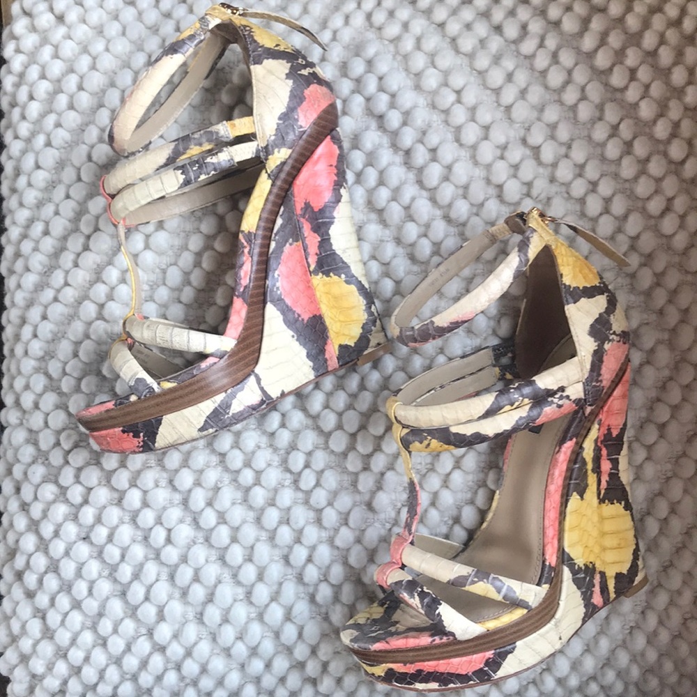 Exotic Rachel Zoe Snake Skin Wedges - Gem